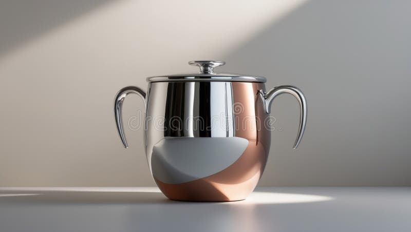 Sleek Pot with a Reflective Metallic Finish. Stock Photo - Image of ...