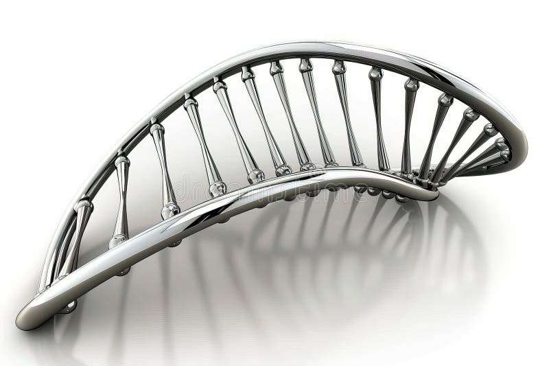 Sleek Silver DNA Helix Structure with Metallic Sheen on Gradient ...