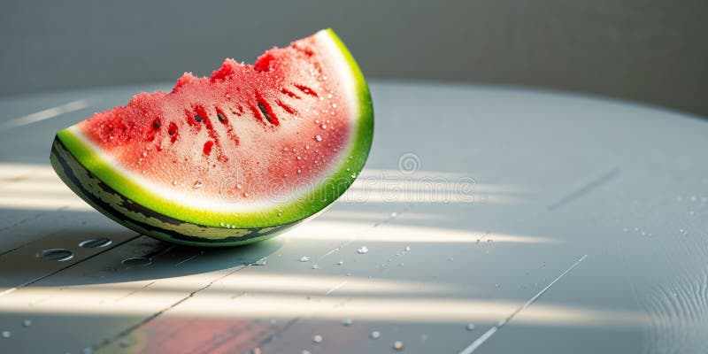 A Slice of Watermelon Sitting on Top of a Table Stock Image - Image of ...