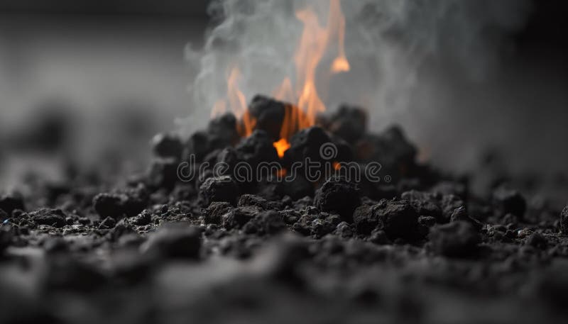 AI-generated a Small Fire Burning with Black Smoke Rising into the Sky ...