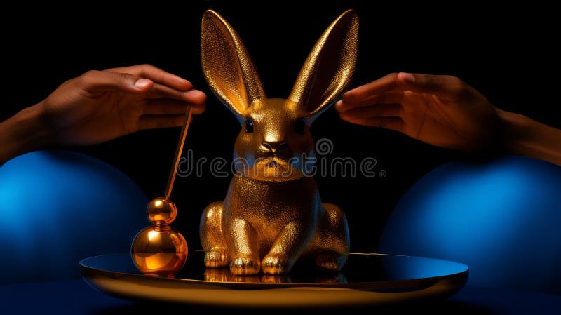 AI Generated. on a Small Golden Table There is a Figure of a Large ...