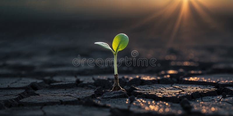 Small Orange Sprout Emerging from Dark Soil at Dusk Stock Image - Image ...