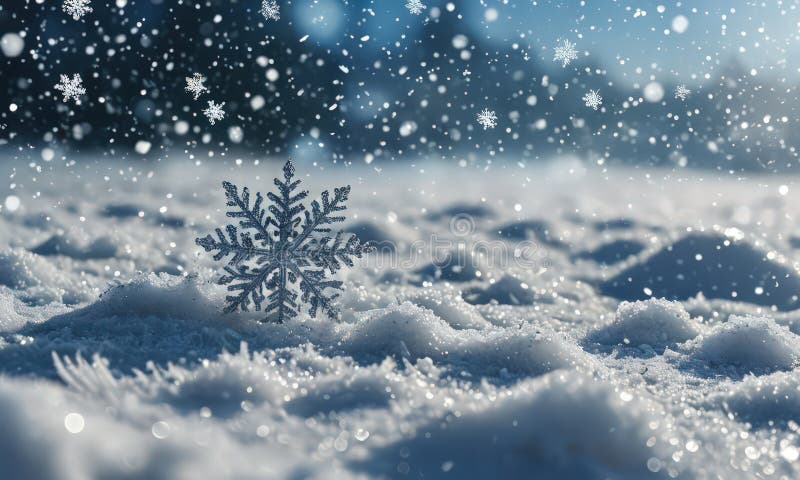 A Snow Covered Ground with a Single Snowflake on it. Stock Illustration ...