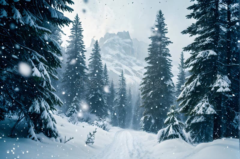 AI Generated Snow Scene in the Woods Stock Illustration - Illustration ...