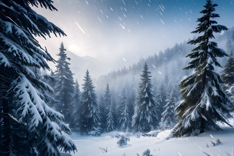 AI Generated Snow Scene in the Woods Stock Illustration - Illustration ...