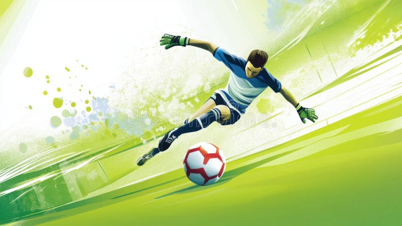 AI-Generated Soccer Goalkeeper Dive Stock Illustration - Illustration ...
