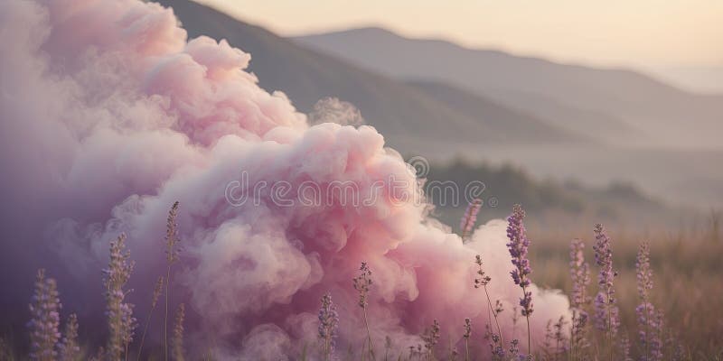 Soft Billowing Clouds of Pink and Lavender Smoke Envelop a Peaceful ...