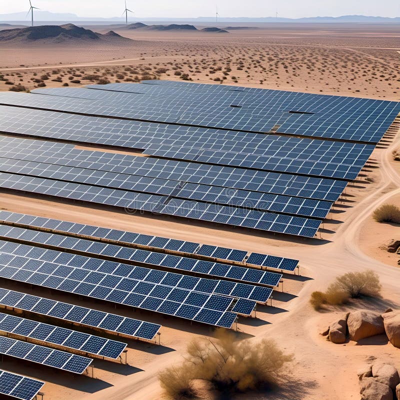 AI Generated Solar Power Plant in Desert Landscape Stock Image - Image ...
