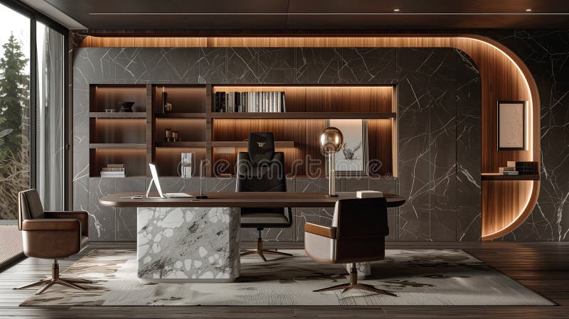 Sophisticated Modern Italian Private Study Stock Illustration ...