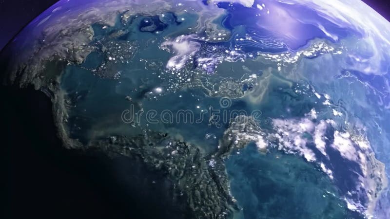 AI Generated Space Scene of a Closeup on Rotating Earth, Against Starry ...