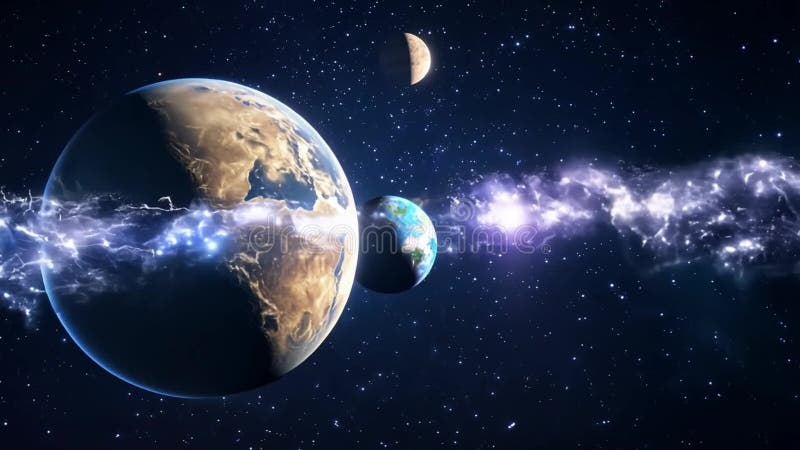 AI Generated Space Scene of the Planet Earth with the Moon and Another ...