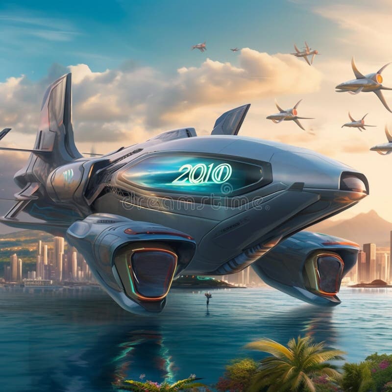 AI Generated Spaceship on Water Stock Illustration - Illustration of ...