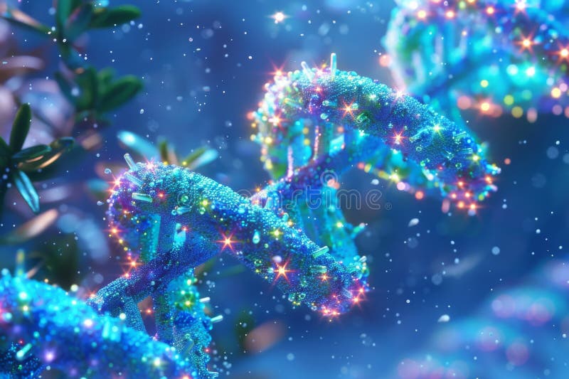 Sparkling Multicolored DNA Strands Floating in a Cosmic Void ...
