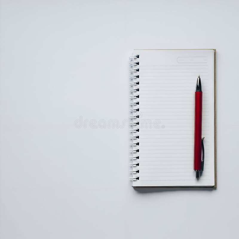 AI Generated: Spiral-bound Notebook with Lined Paper and a Red Pen ...