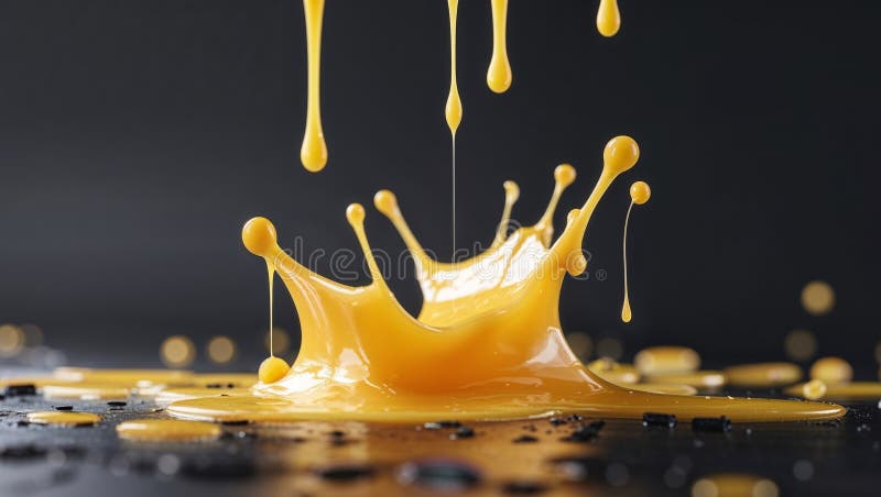Splash of Melted Cheese in Motion with Creamy Texture and Drips on ...