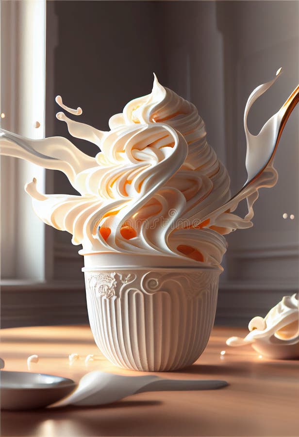 Splashing White Creamy Dessert - AI Generated Food Stock Illustration ...