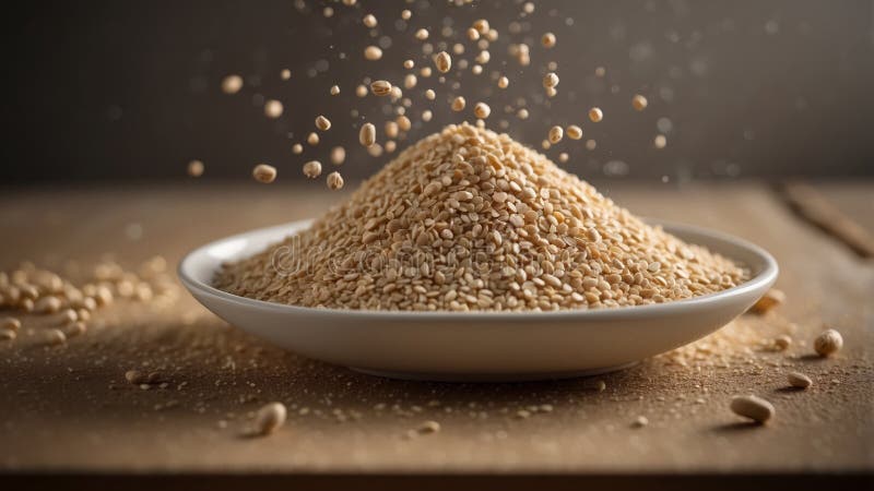 Split Image of Quinoa Seeds and Ground Flour on Surface. Stock ...