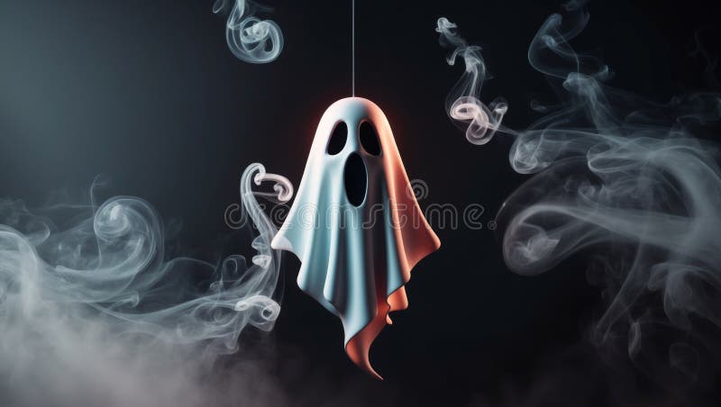 Spooky Glowing Ghost in Darkness with Eerie Smoke Effect. Stock Photo ...