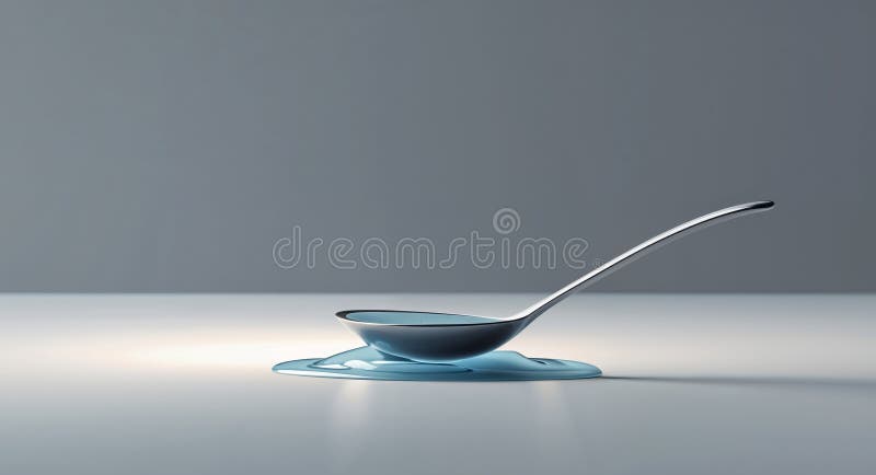 A Spoon Full of Liquid Sitting on Top of a Table Stock Image - Image of ...