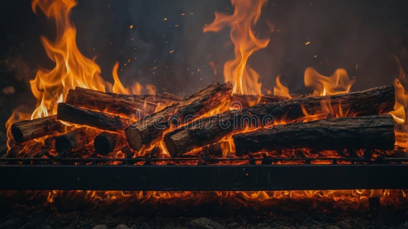 A Square Fire Frame with Intense Crackling Flames. Stock Image - Image ...