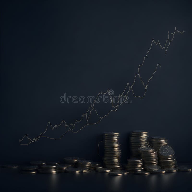 AI Generated Stack of Coins with a Financial Graph Showing a Positive ...
