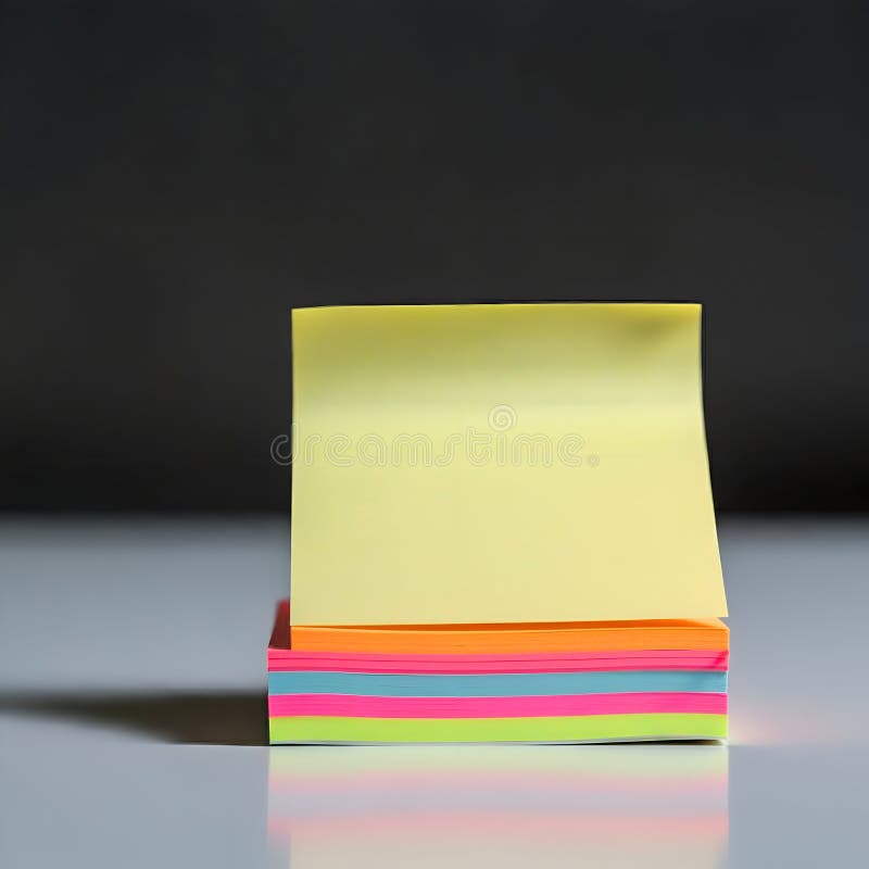 AI-Generated Stack of Colorful Sticky Notes in Yellow, Orange, Pink ...