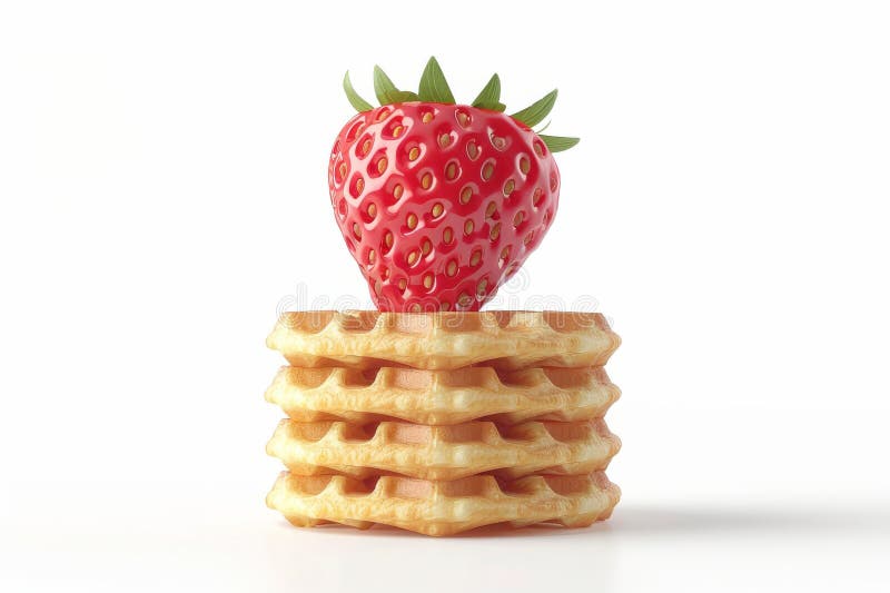 Stack of Mini Waffles Topped with a Fresh Strawberry, Ideal for High ...