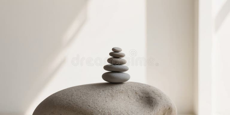 A Stack of Pebbles Sitting on Top of a Large Rock. Stock Illustration ...