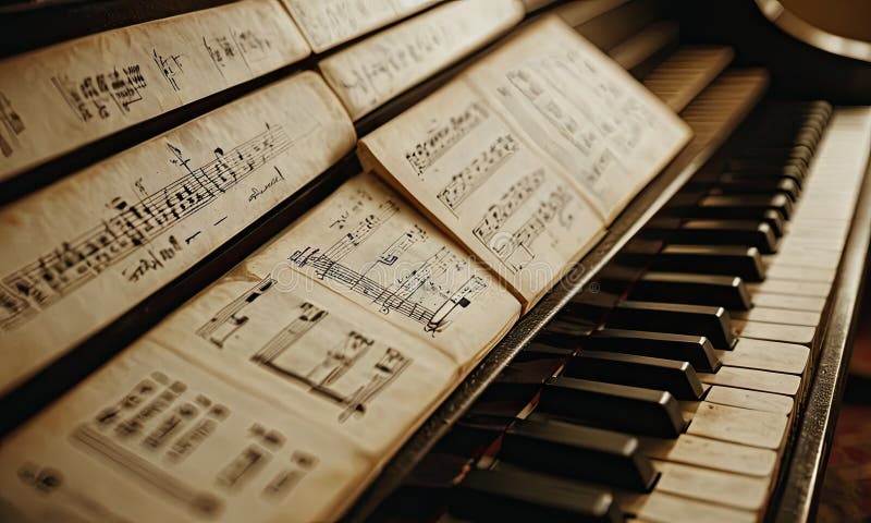 A Sheet of Music is Laying on Top of a Piano. Stock Illustration ...