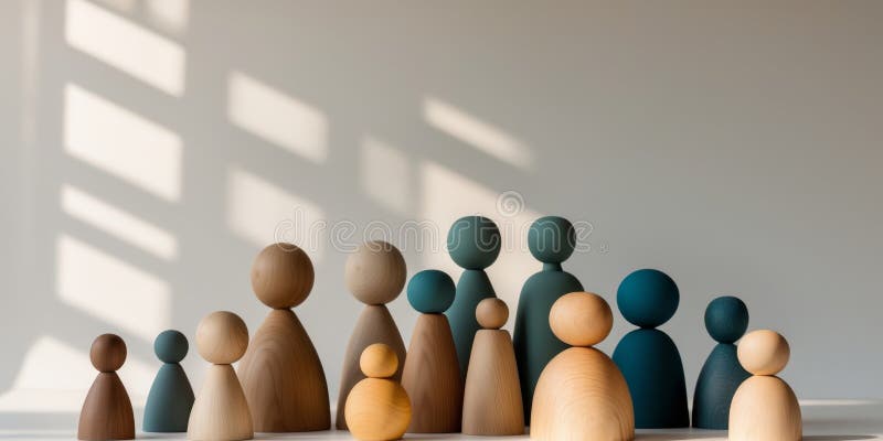 Stack of Wooden Figurines with Different Colors and Sizes Stock Photo ...