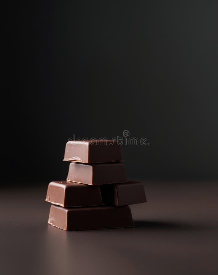 Stacked Chocolate Cubes Creating an Elegant Display on a Dark ...