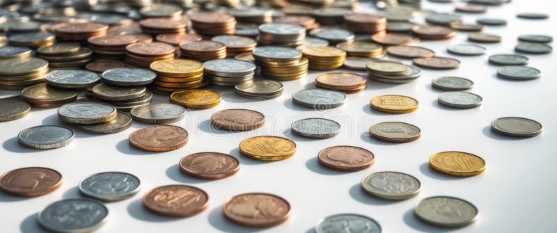 Stacked Coins of Various Colors and Sizes Create a Vibrant Display on a ...