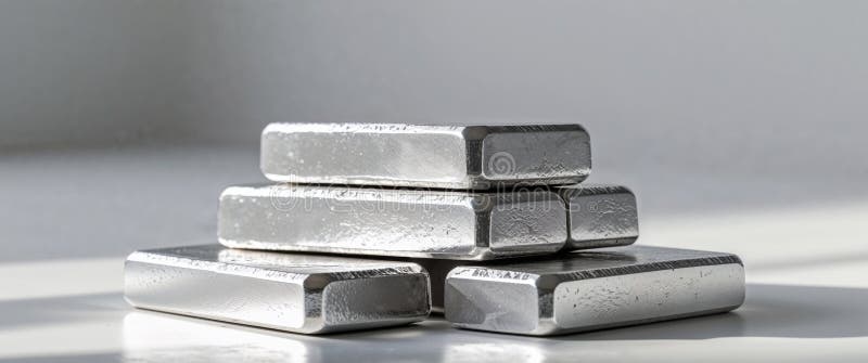 Stacked Silver Bars Shining in the Light. Stock Photo - Image of piled, silver: 373215400
