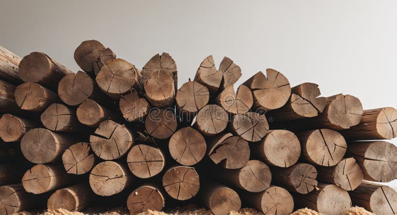 Stacked Timber Logs for Industrial and Construction Use. Stock Photo ...