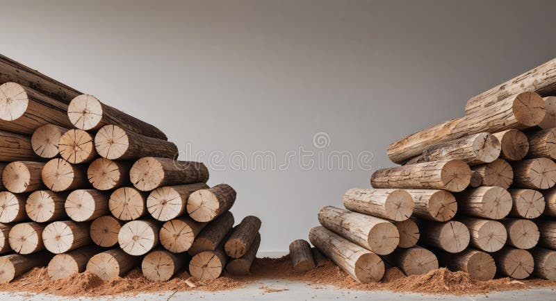 Stacked Timber Logs for Industrial and Construction Use Stock Image ...