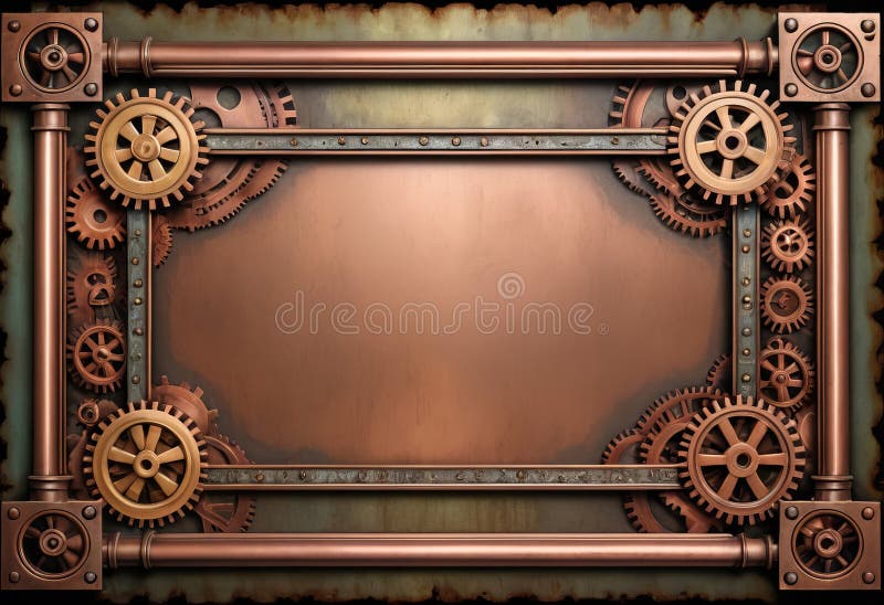 Steampunk Industrial Border Frame Background Stock Illustration ...