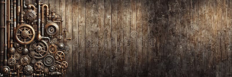 Steampunk Background Banner Stock Illustration - Illustration of sepia ...