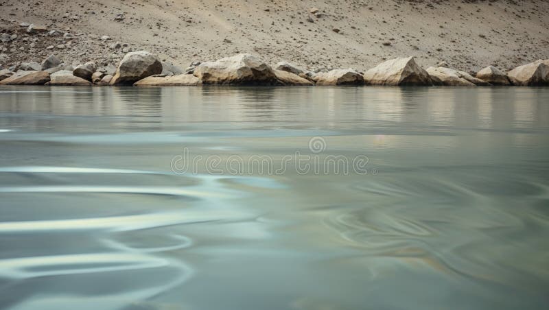 Still River Water with Rocks Below and Reflective Surface Stock Image ...