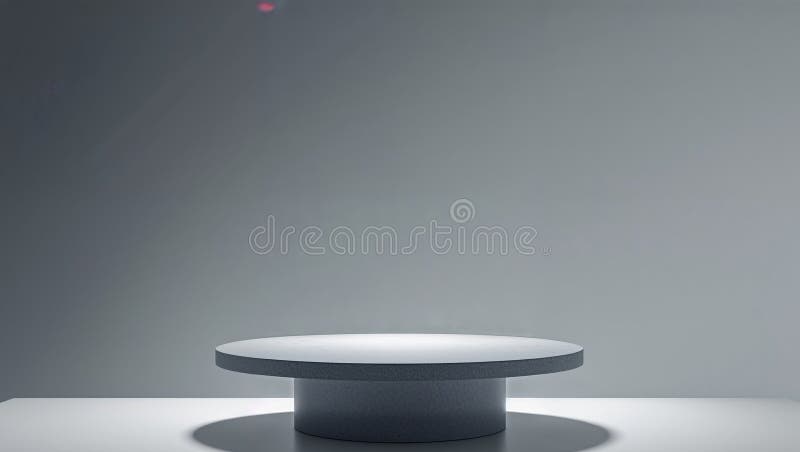 Stone Round Podium with Spotlight on White Table and Grey Background ...