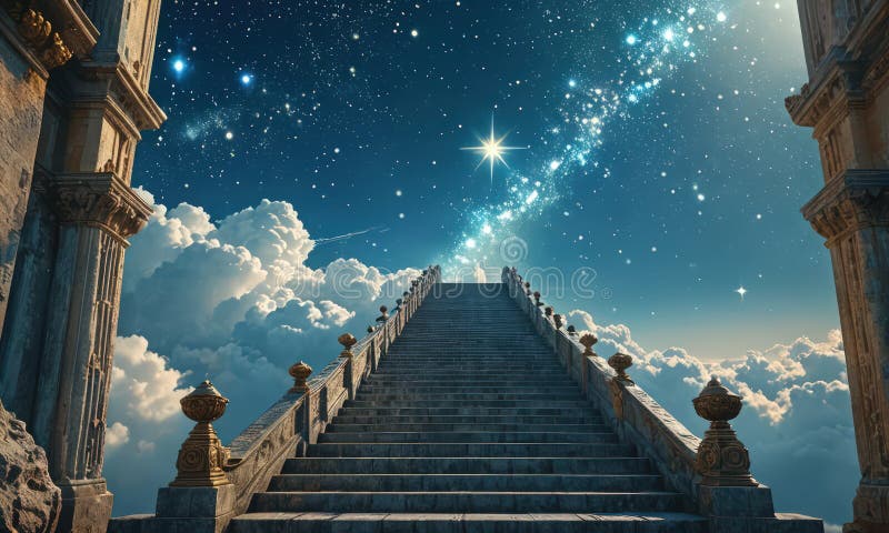 A Staircase is Shown in the Sky, Leading To the Stars. Stock ...