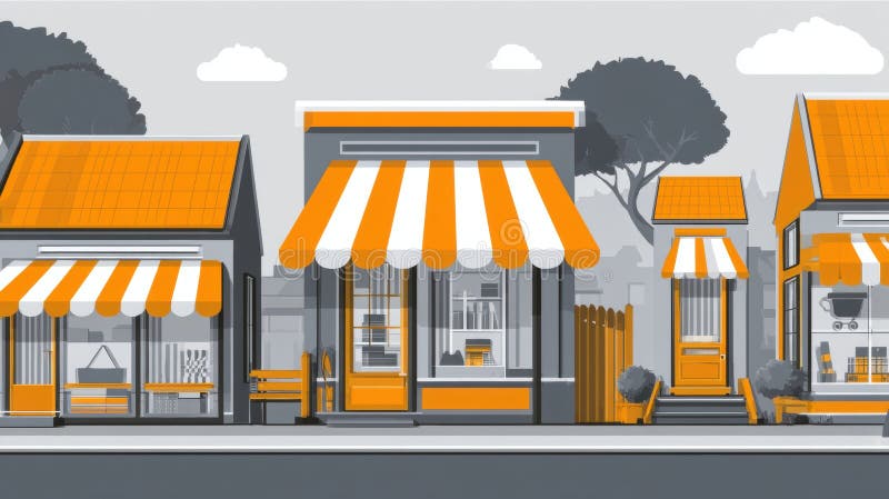 AI-Generated Storefront Row Stock Illustration - Illustration of ...