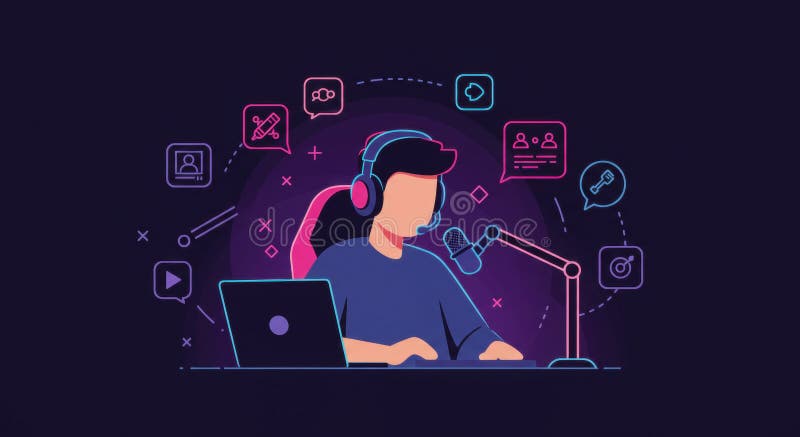 AI-Generated Streamer stock illustration. Illustration of communication ...