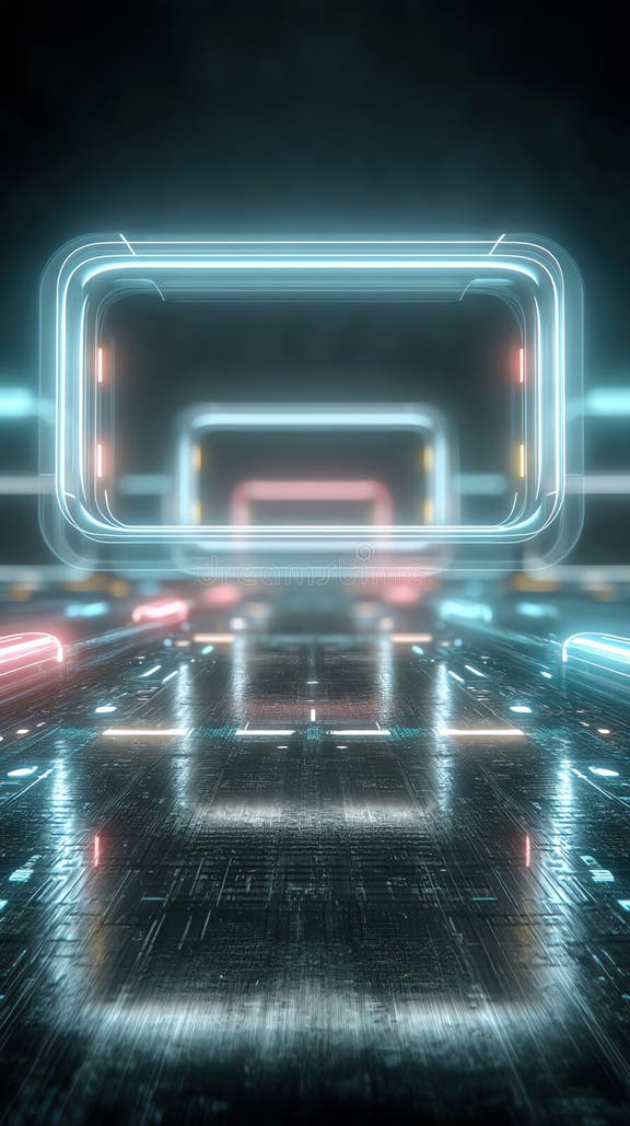 AI-generated Studio Overlay Futuristic Glowing Interface Panels ...