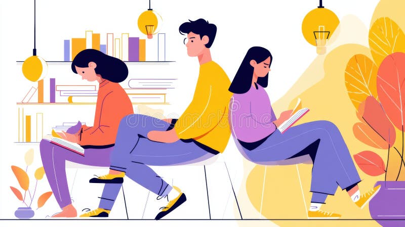 AI-Generated Study Group Illustration Stock Illustration - Illustration ...