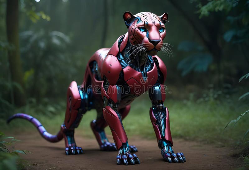 The Stunning Bionic Panther Robot Stock Illustration - Illustration of ...