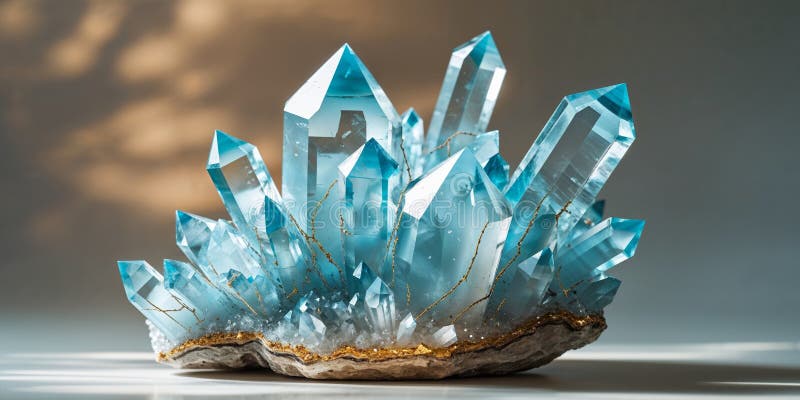 Stunning Cluster of Blue Crystals with Hints of Gold Shining Under ...