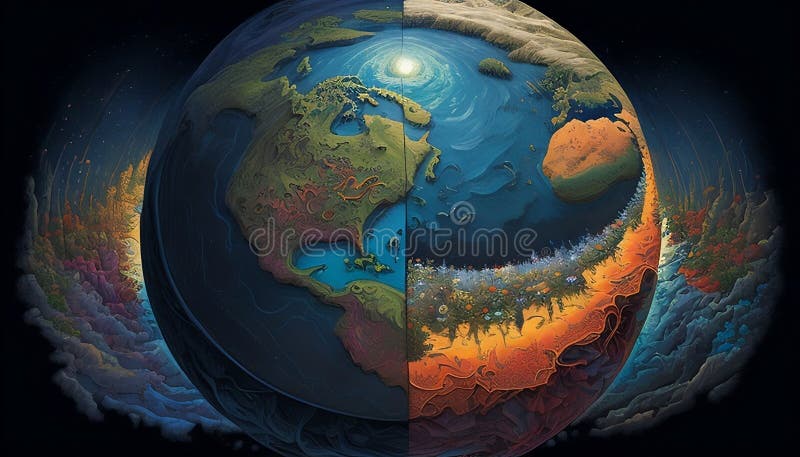 Earth S Evolution: a Timeless Painting Made with Generative AI Stock ...