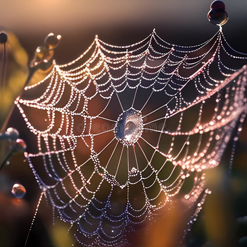 "Dewy Spider Web", Made with Generative AI Stock Illustration ...