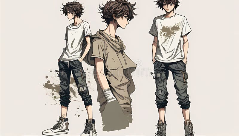 Handsome Anime Boy, Made with Generative AI Stock Image - Image of ...