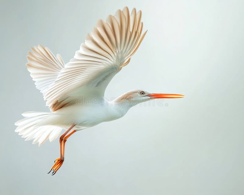 Elegant Bird Flight Extended Wings Against Soft White Background Stock ...